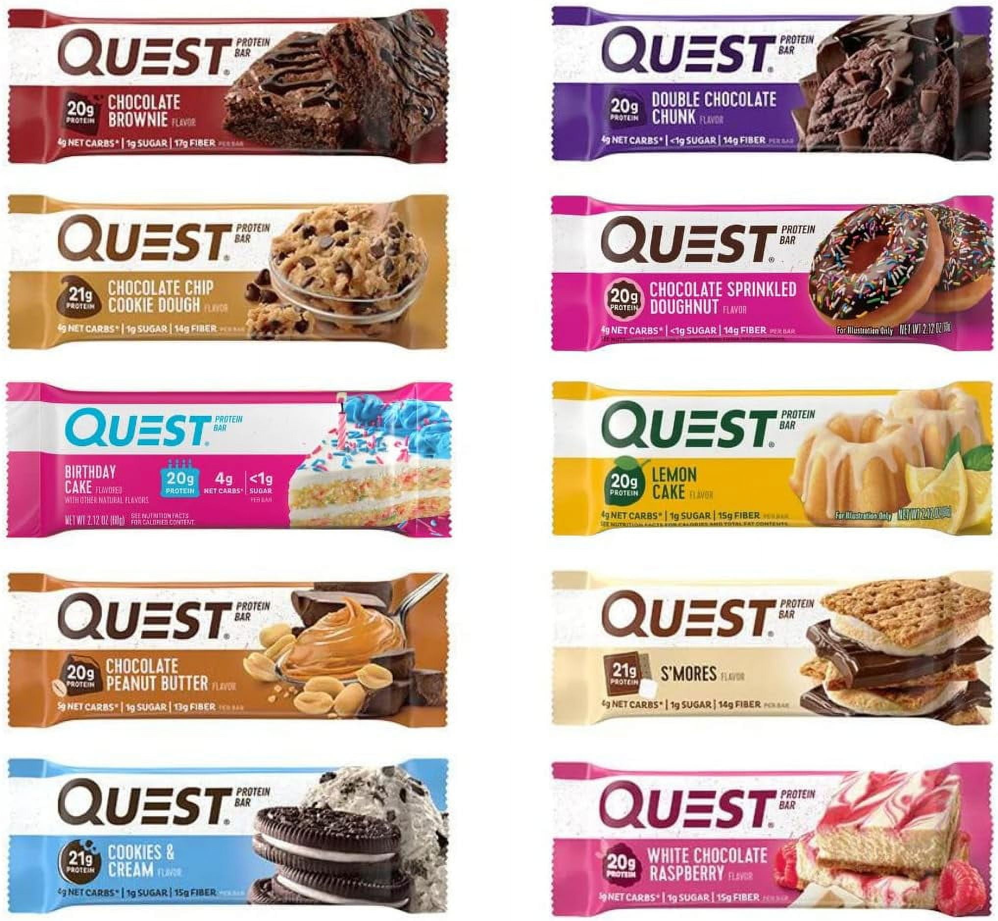 Quest Nutrition Protein Bars, Assorted 10 Flavor Variety Pack - High ...