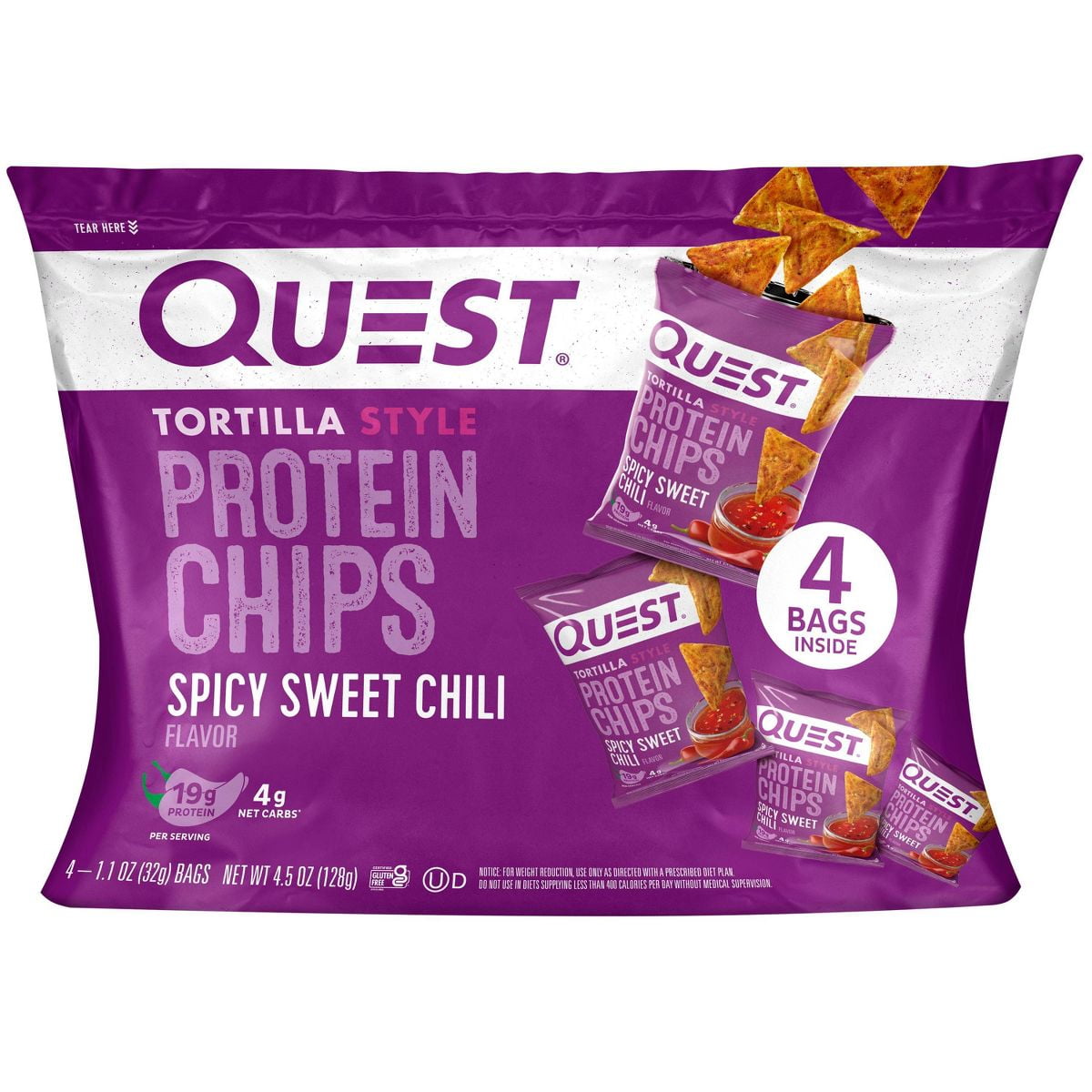 Quest Nutrition Tortilla Style Protein Chips - Spicy Sweet Chili - 4pk ...