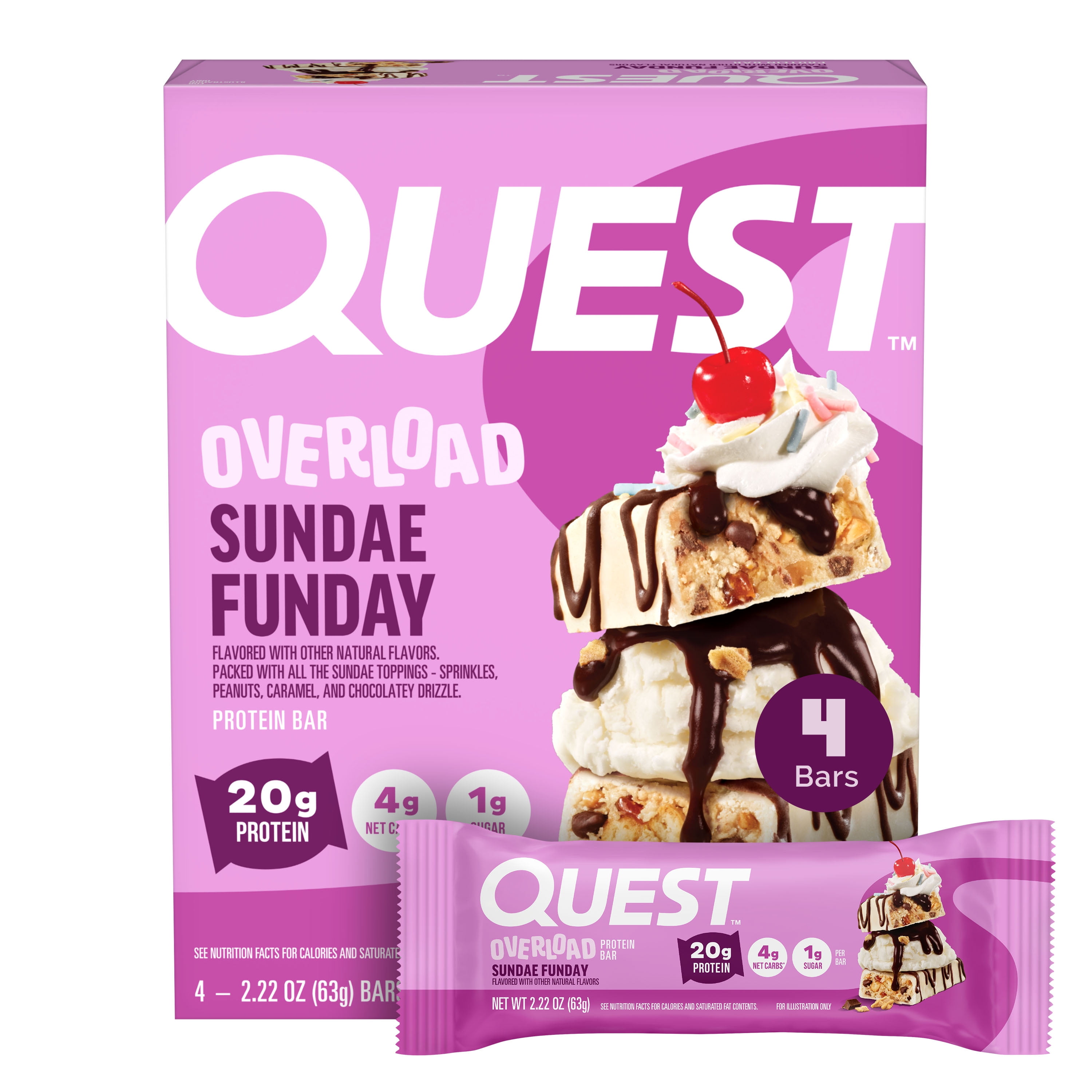 Quest Overload 20g Protein Bar, Sundae Funday Flavor, Protein Bars ...