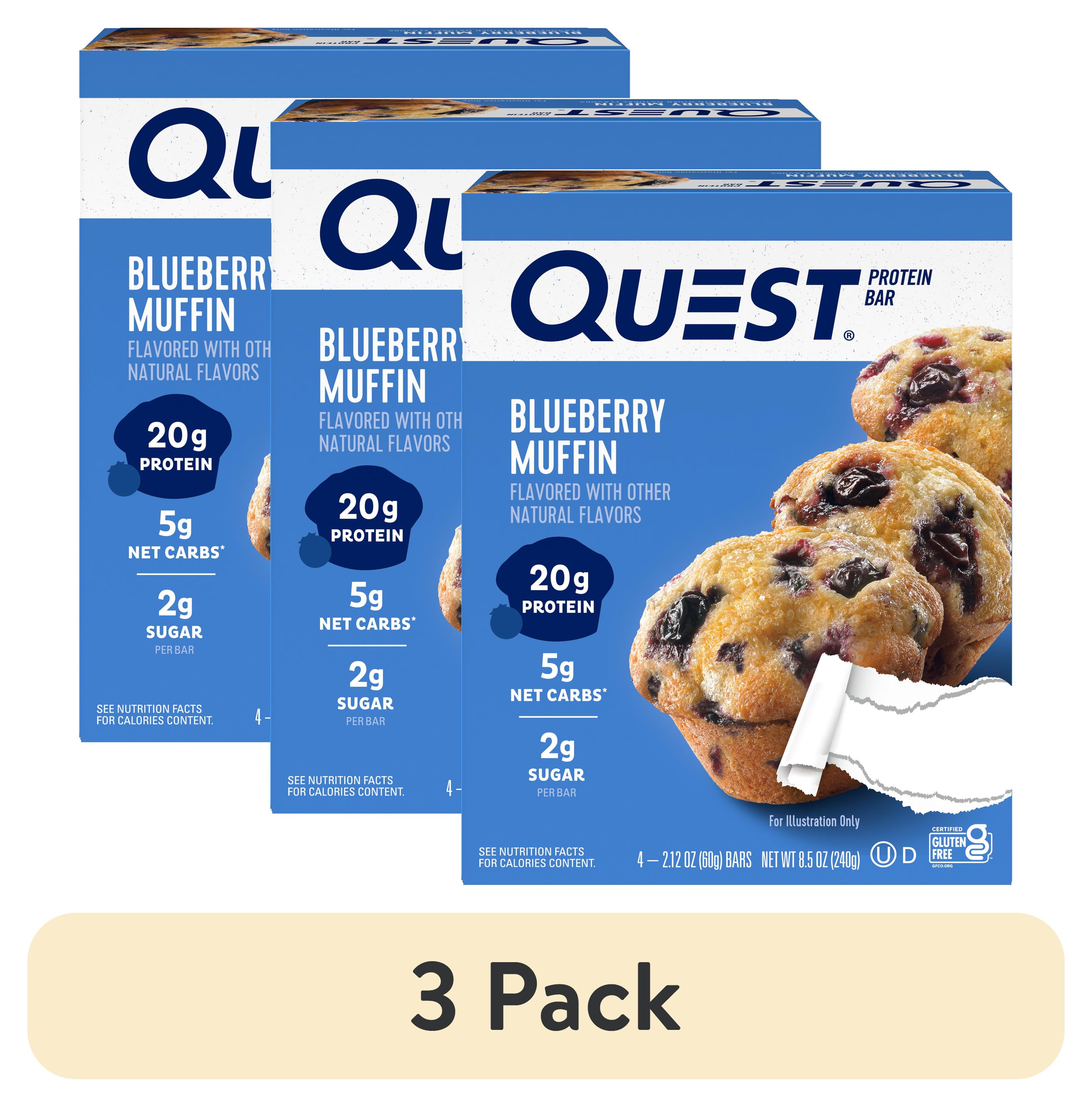 (3 pack) Quest Protein Bar, Blueberry Muffin Flavor, 20g of Protein ...