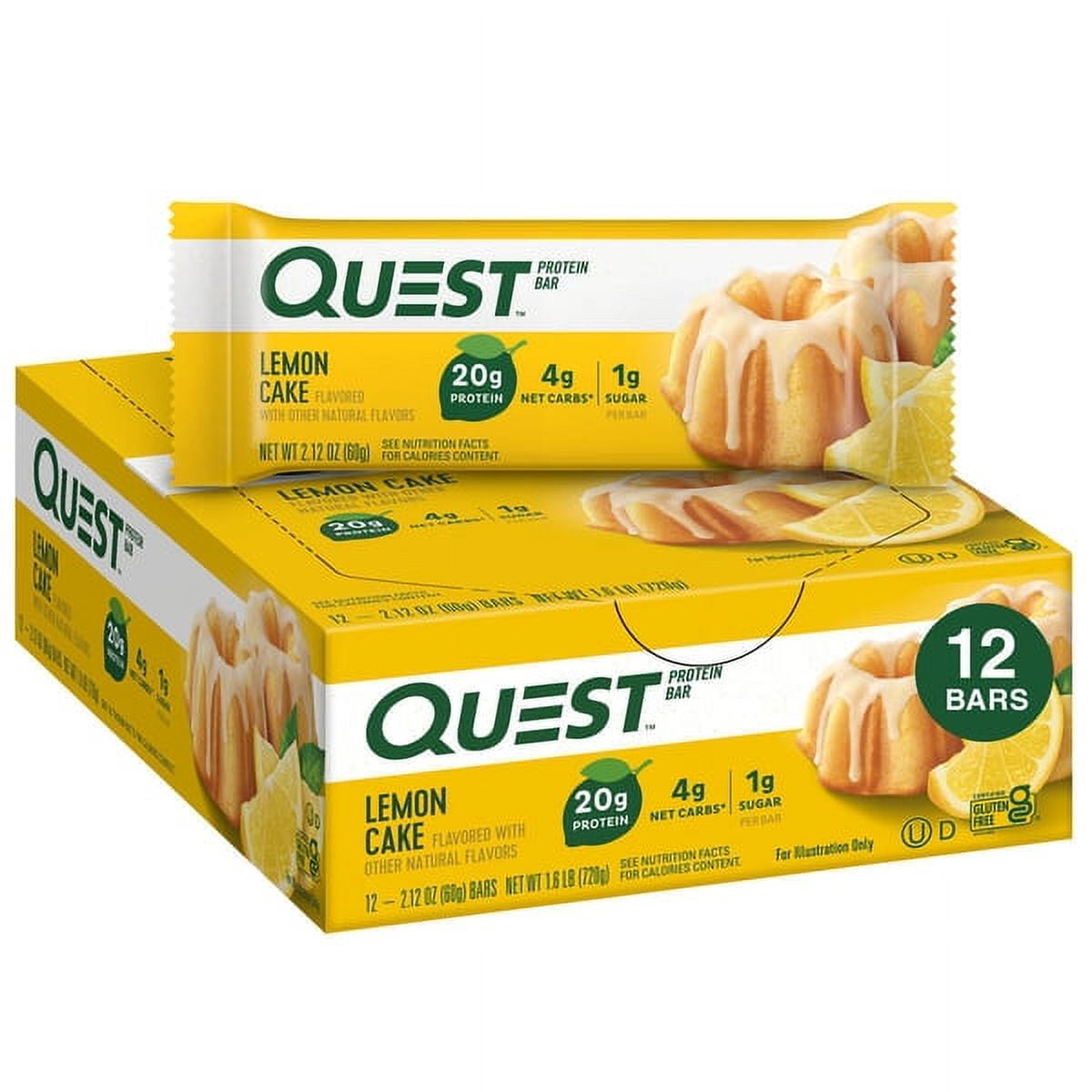 Free Shipping! Quest Nutrition Lemon Cake Protein Bar, 20g Protein ...