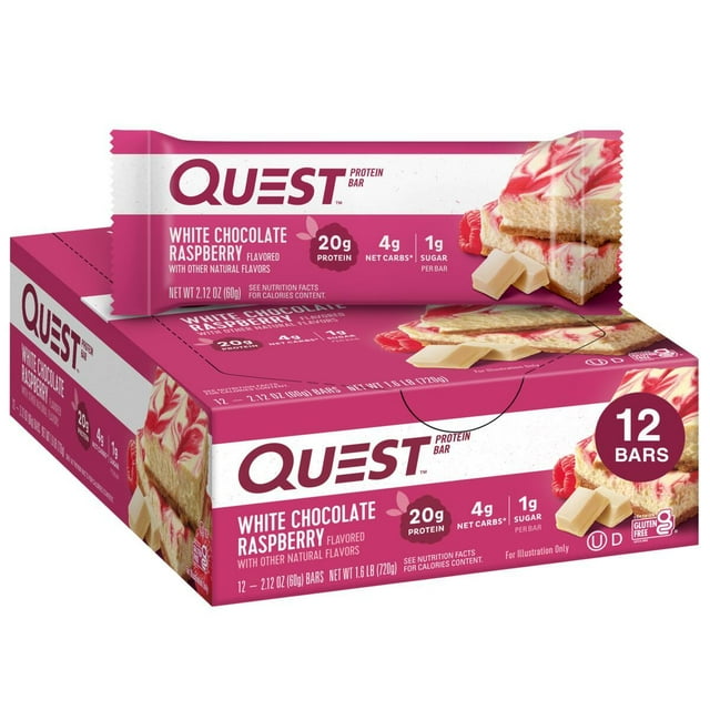 Quest Nutrition White Chocolate Raspberry Protein Bar, 20g Protein, 12 ...