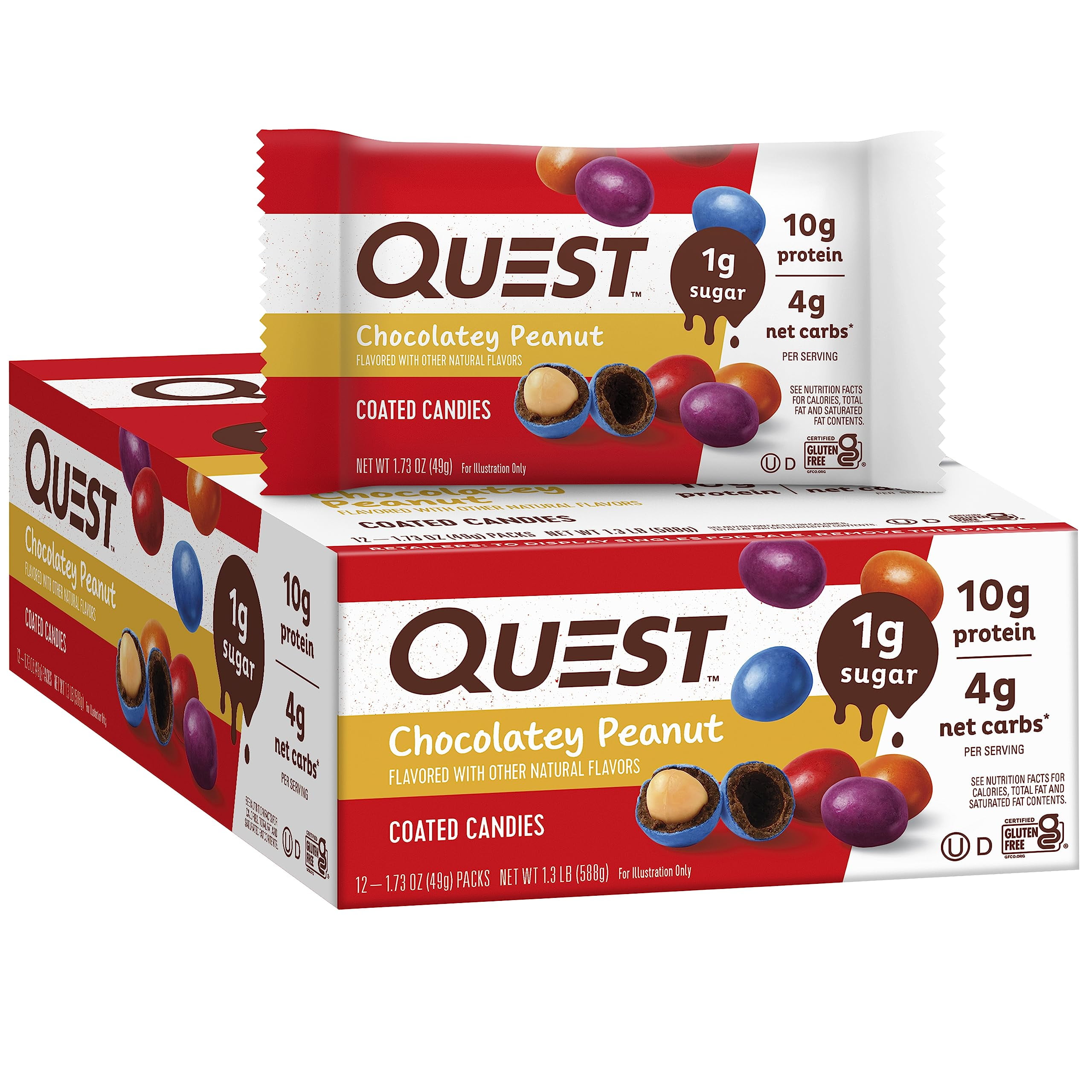 Quest Protein Bars & Chocolatey Peanut Protein Candies Variety Pack, 12 ...