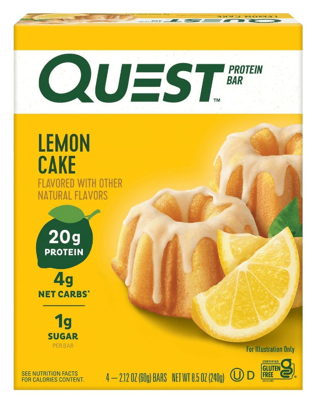 Quest Protein Bars, High Protein, Low Carb, Gluten Free, Lemon Cake, 4 ...