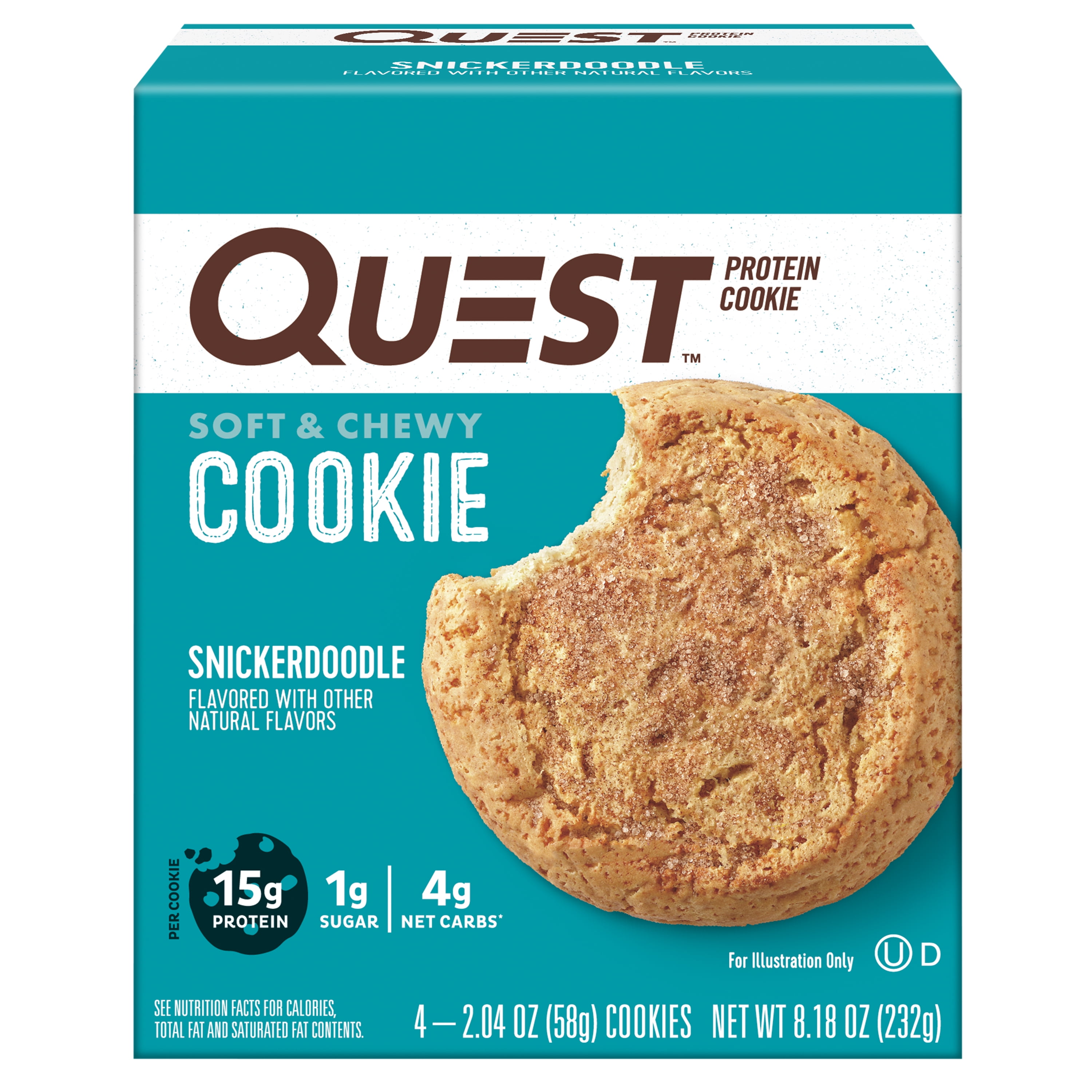 Quest Protein Cookie, High Protein, Snickerdoodle, 4 Count - Walmart.com