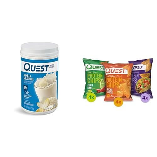 Quest Protein Powder & Chips Bundle - Vanilla Milkshake Powder (24G ...