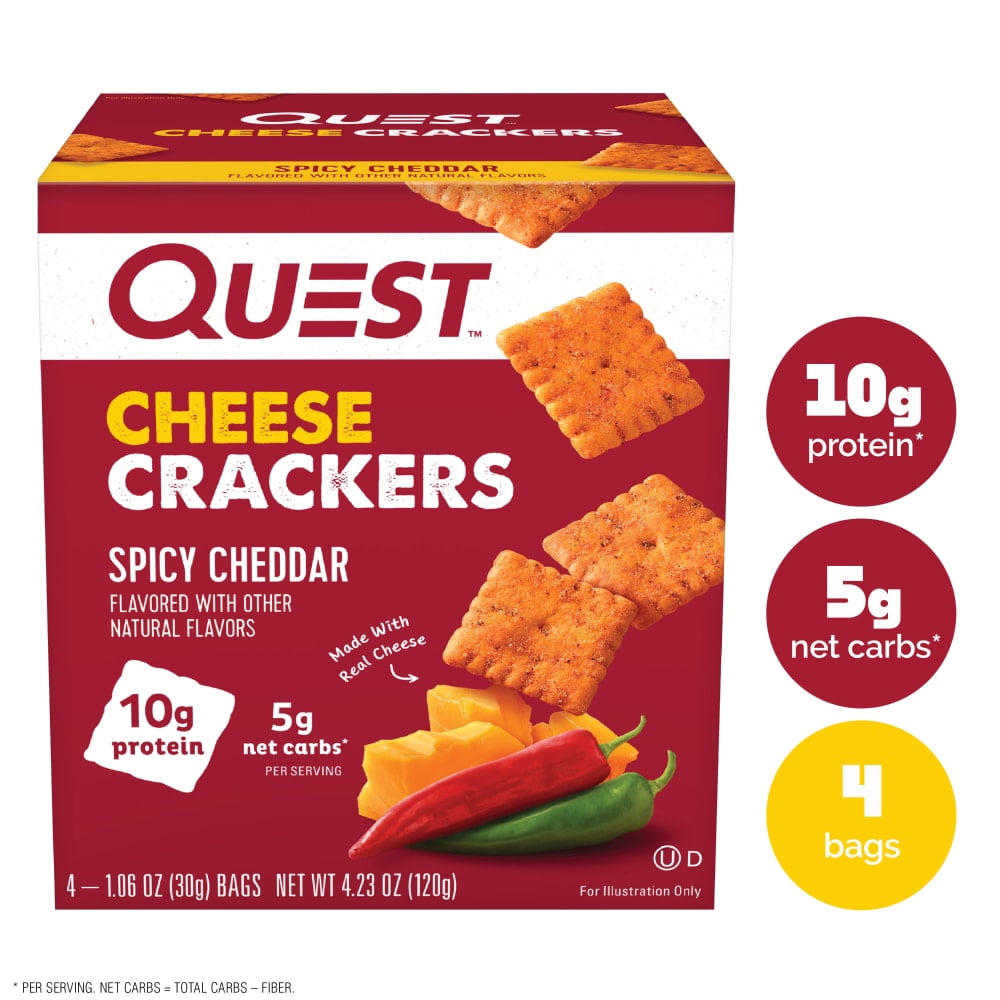 Quest Spicy Cheddar Cheese Crackers, 4 ct, 1.06 oz (Package May Vary ...