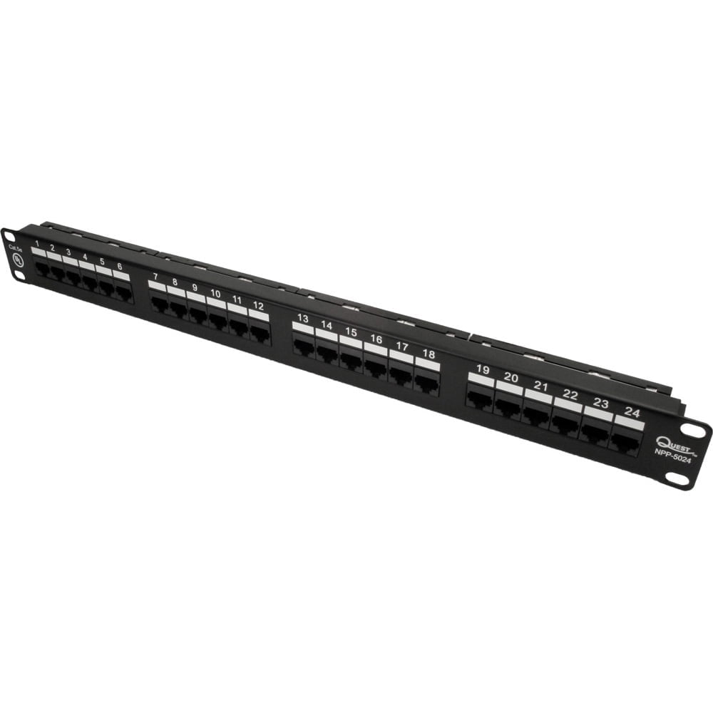 Quest Technology 24-Port Cat5e UTP Patch Panel, 568A/B, 19" Rack Mount, 1U - Walmart.com