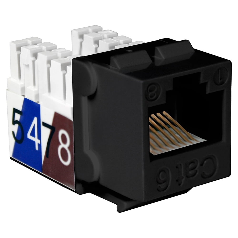 Quest Technology Cat6 Slim-Style Keystone 90 Degree 8P8C, Black ...