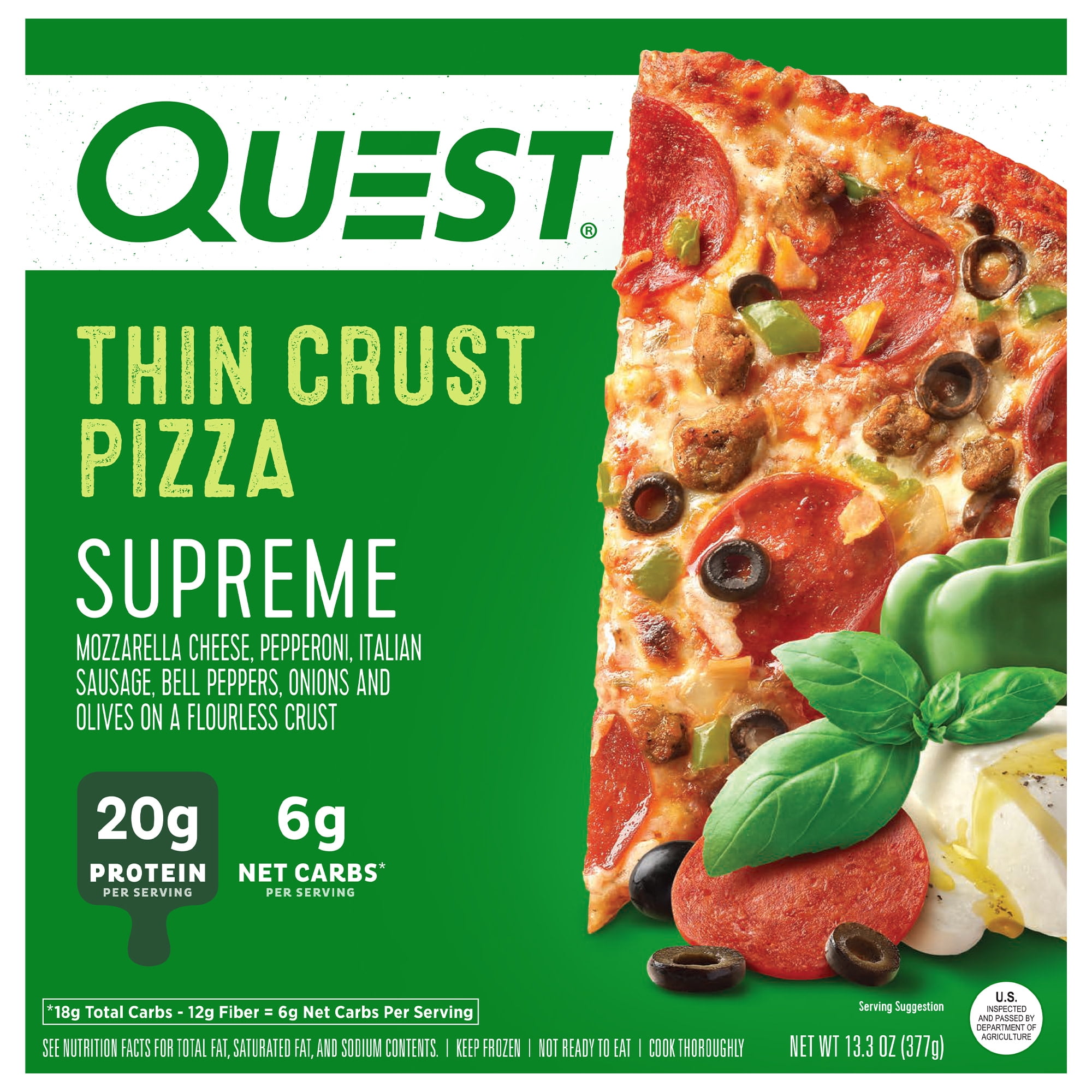 Quest Thin Crust Pizza, Supreme, High Protein 13.3oz (Frozen Pizza ...