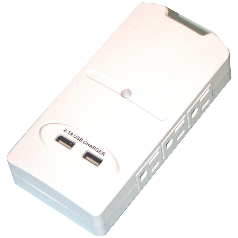 Quest Three-Sided Wall Surge Tap, 6-Outlets W/ 2 USB Ports, ETL ...