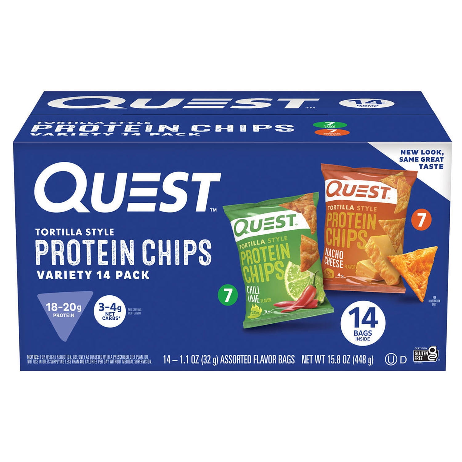Quest Tortilla Style 18-20g Protein Chip Variety Pack, Chili Lime and ...