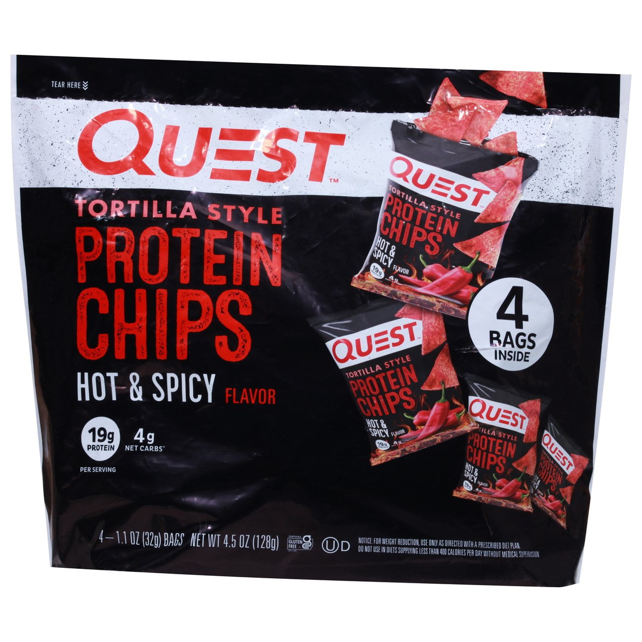 Quest Tortilla-Style 19g Protein Chips Multipack - Hot & Spicy - 4 ct ...