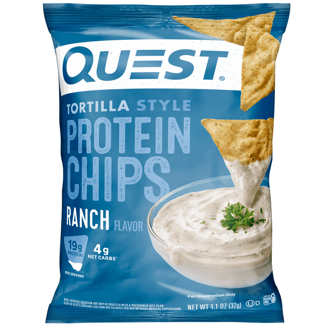 Quest Tortilla Style Protein Chips, High Protein, Ranch Flavor, Gluten ...