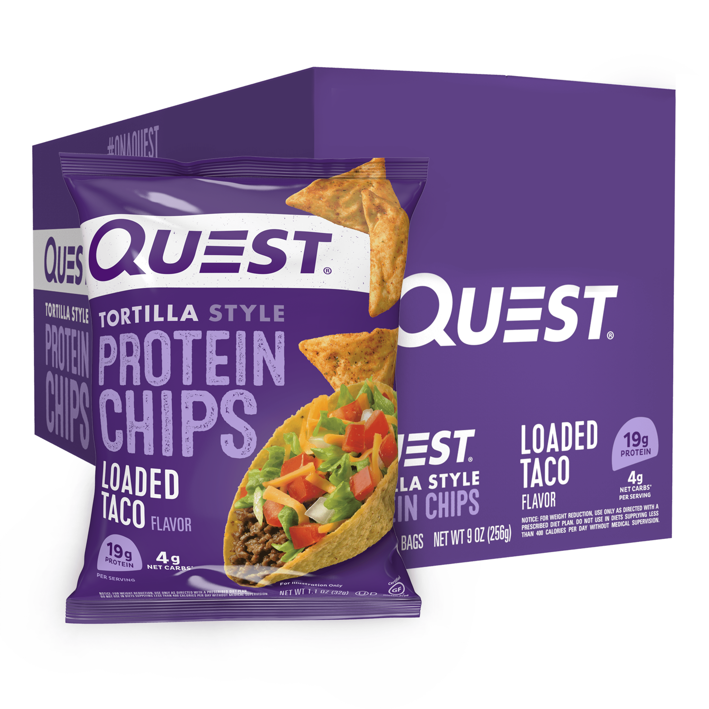Quest Loaded Taco Flavor Tortilla Style Protein Chips, 19g Protein, 1.1 ...