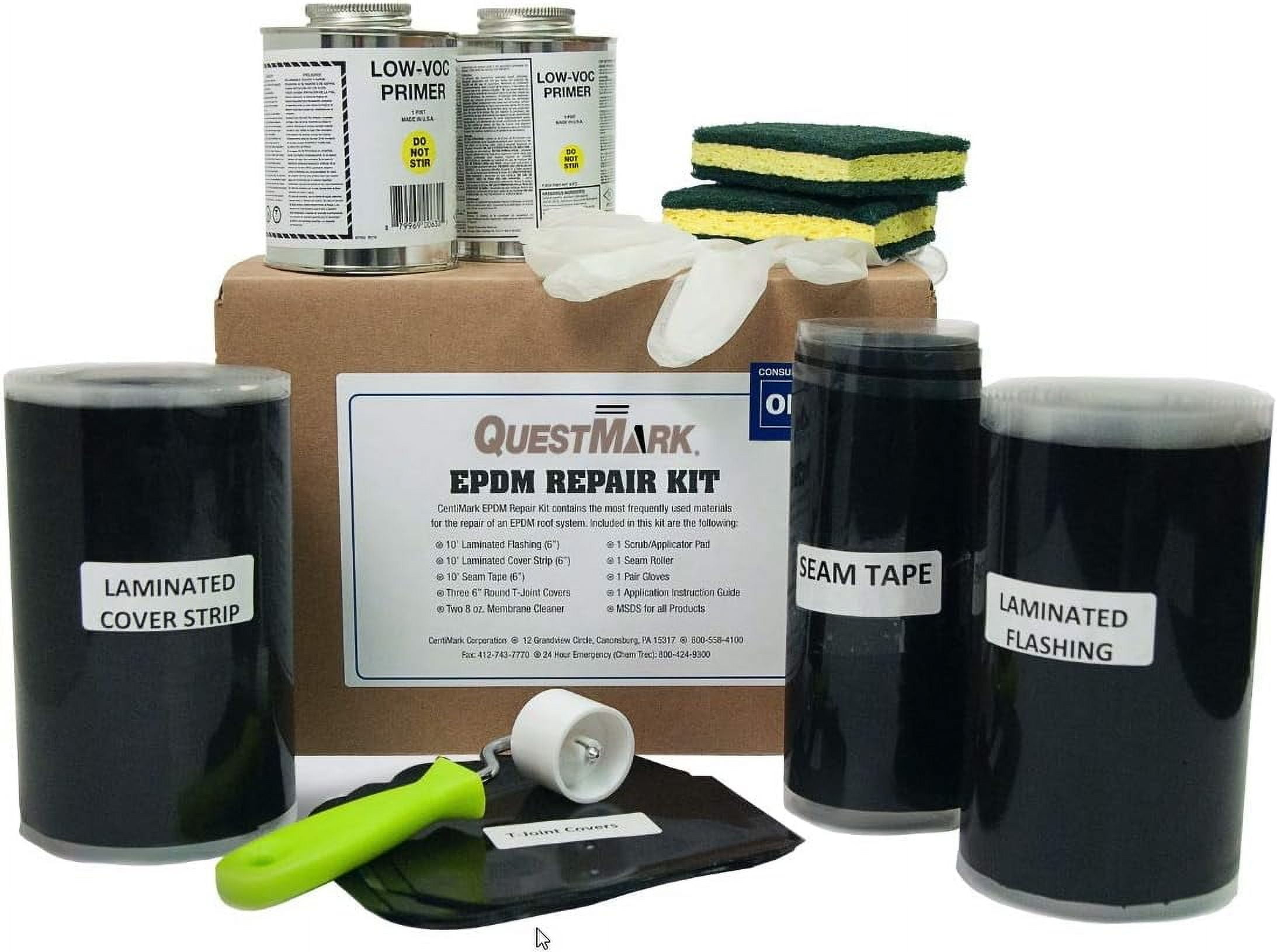 QuestMark EPDM Roof Patch and Repair Kit - Includes Professional Grade ...