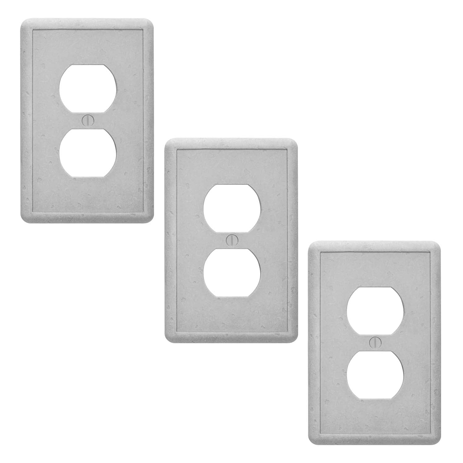 Questech Decor Single Duplex Outlet Coverss, Tumbled Texture, Gray, 3 ...
