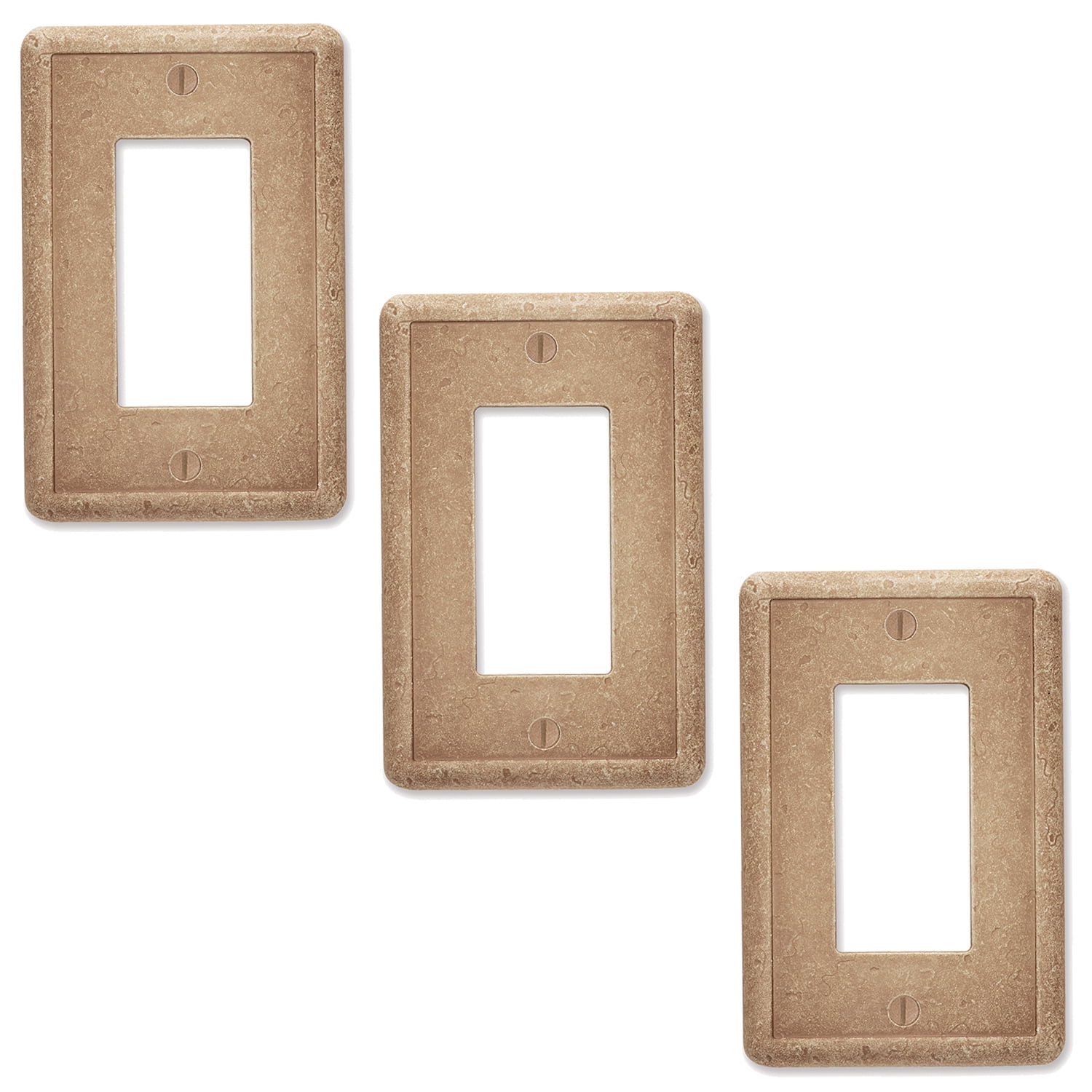 Questech Decor Single Duplex Outlet Coverss, Tumbled Texture, Noche, 3 ...