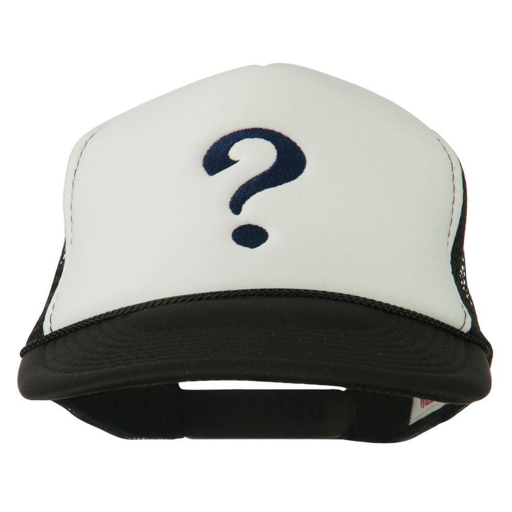 Question Mark Embroidered Foam Mesh Cap - Black White OSFM - Walmart.com