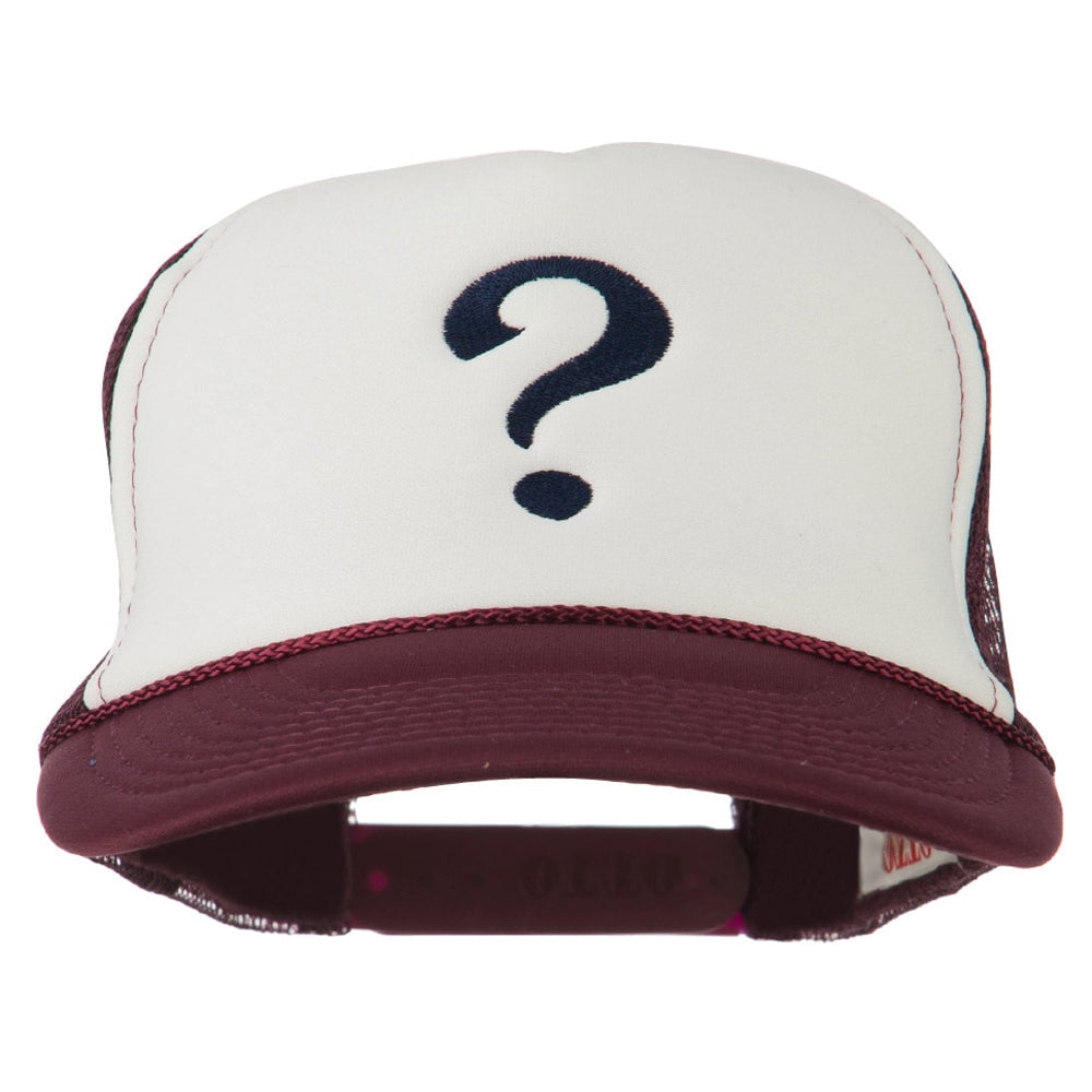 Question Mark Embroidered Foam Mesh Cap - Maroon White OSFM - Walmart.com