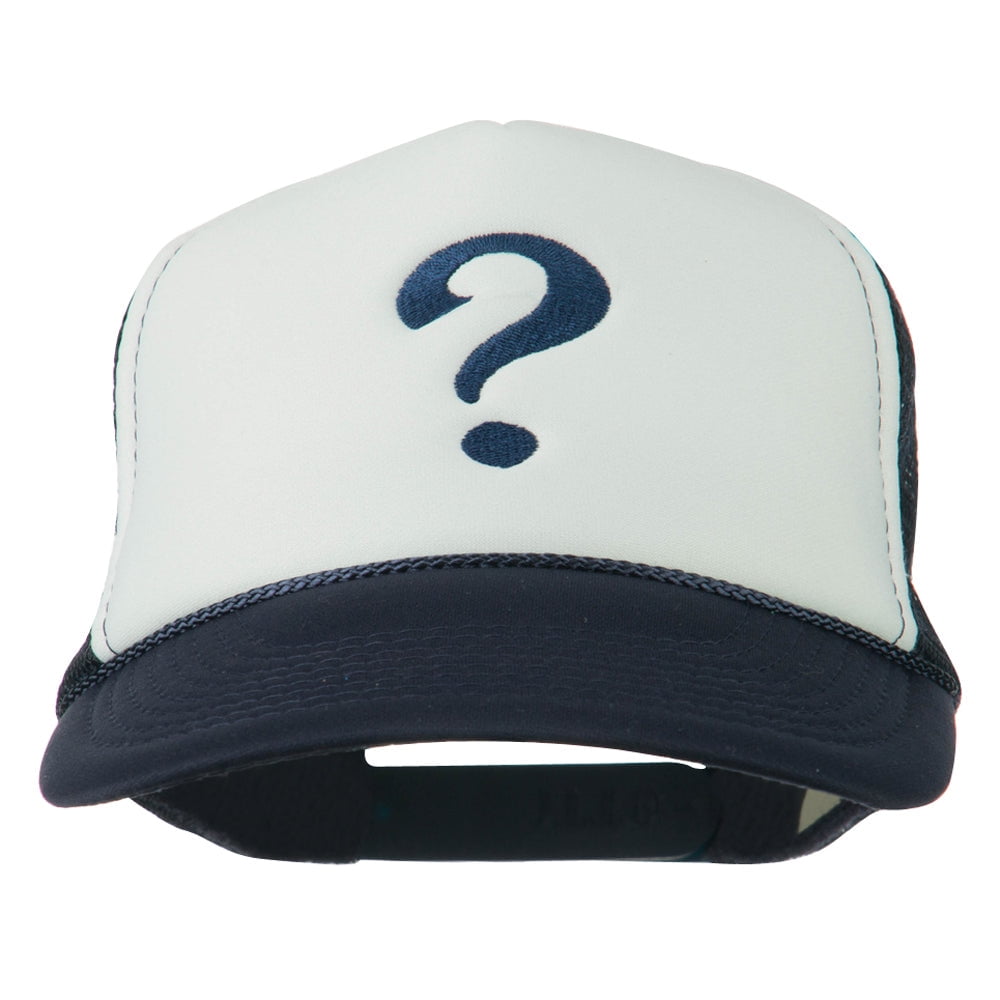 Question Mark Embroidered Foam Mesh Cap - Navy White OSFM - Walmart.com