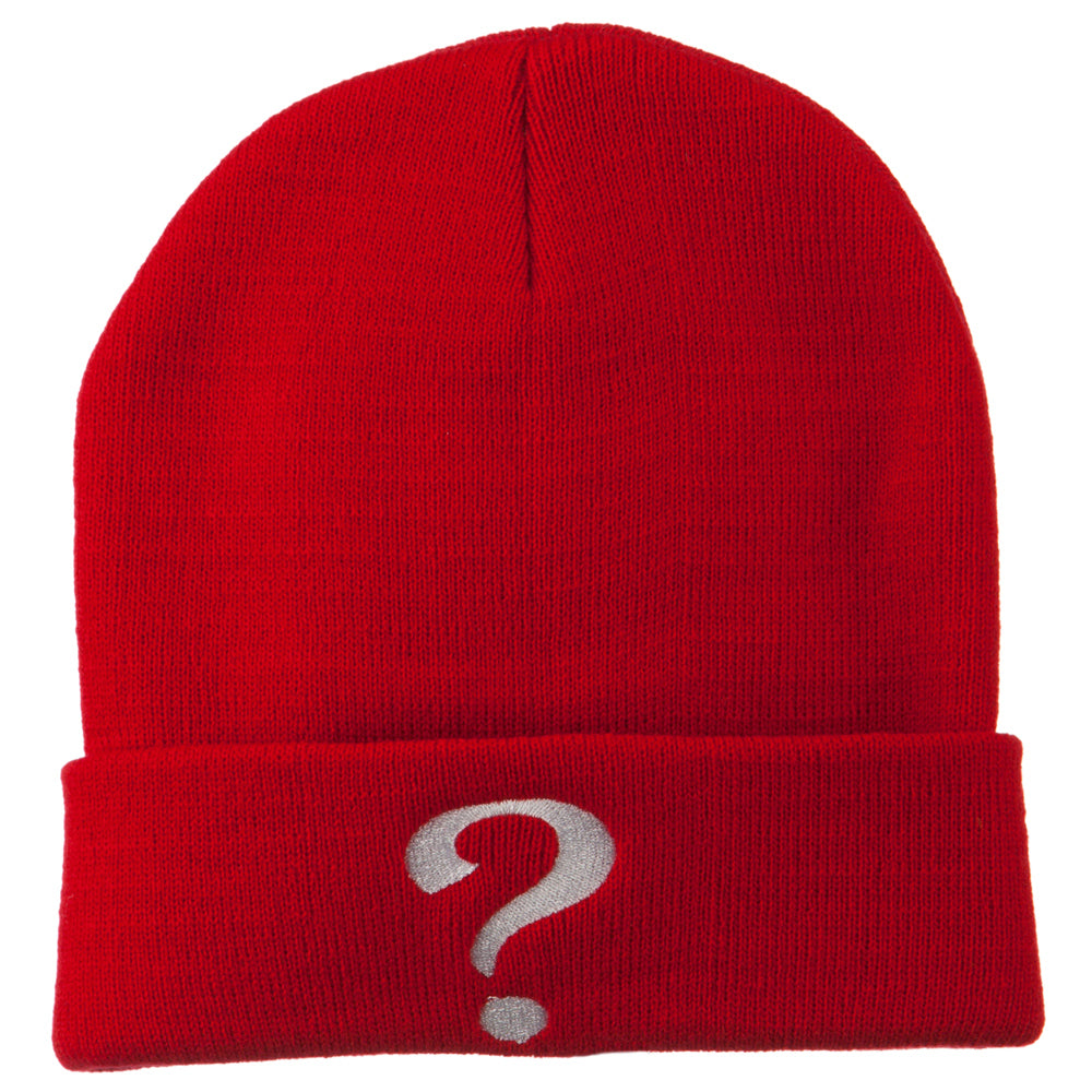 Question Mark Embroidered Long Knit Beanie - Red OSFM - Walmart.com