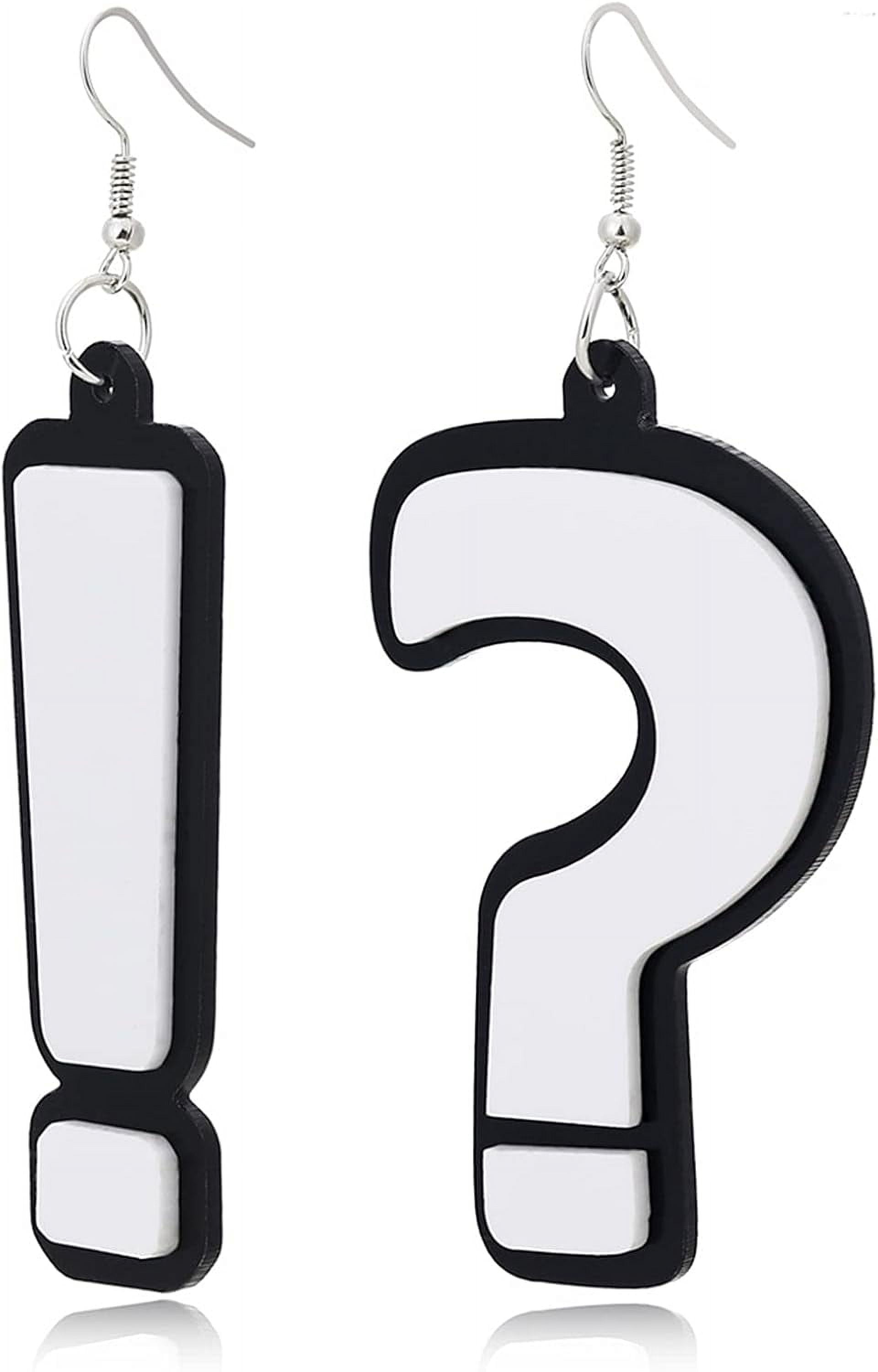 Question Mark Exclamation Mark Earrings - Funny Acrylic Asymmetric ...