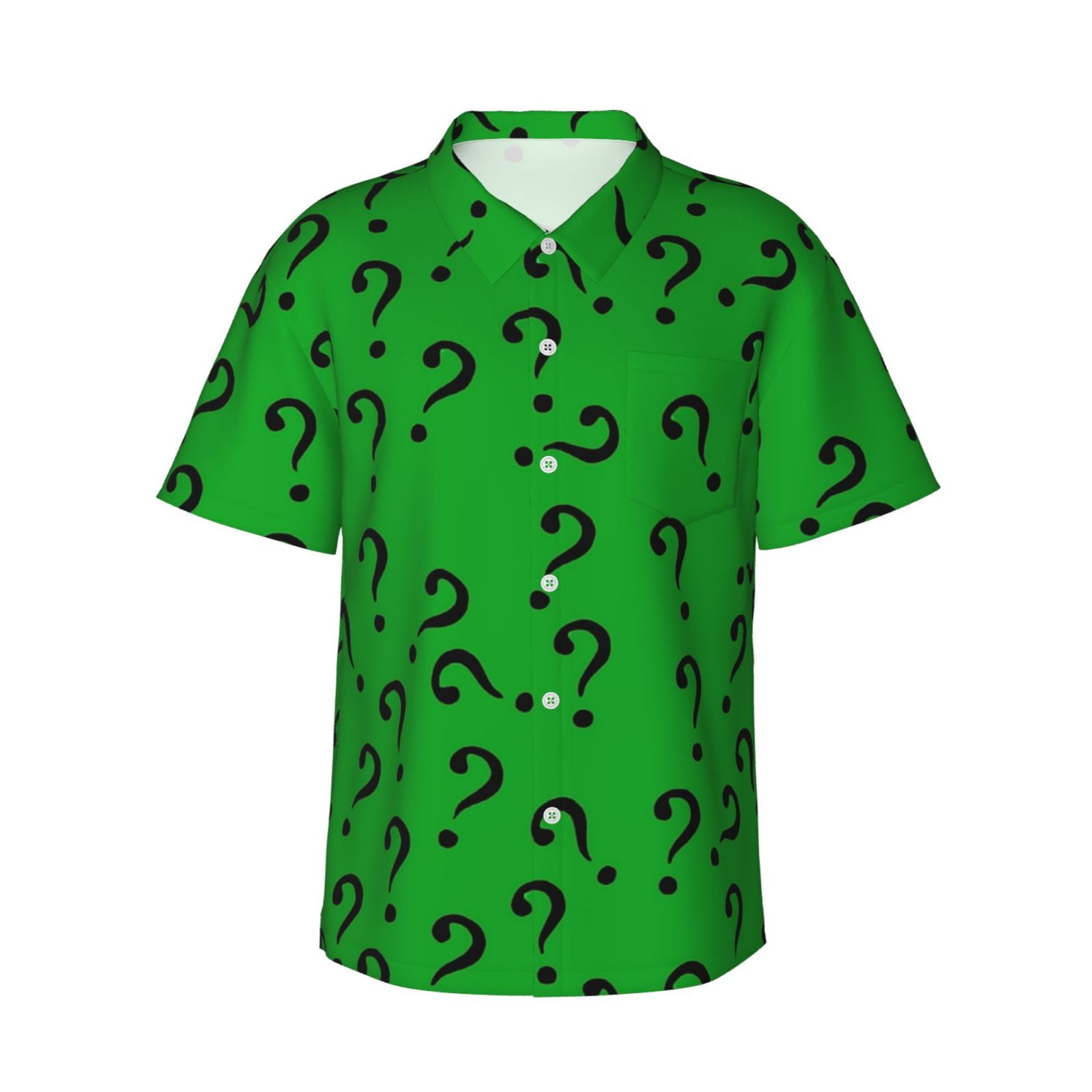 Question Mark In Green Men'S 3d Print Casual Button Down Shirts ...