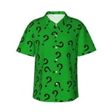 Question Mark In Green Men'S 3d Print Casual Button Down Shirts ...