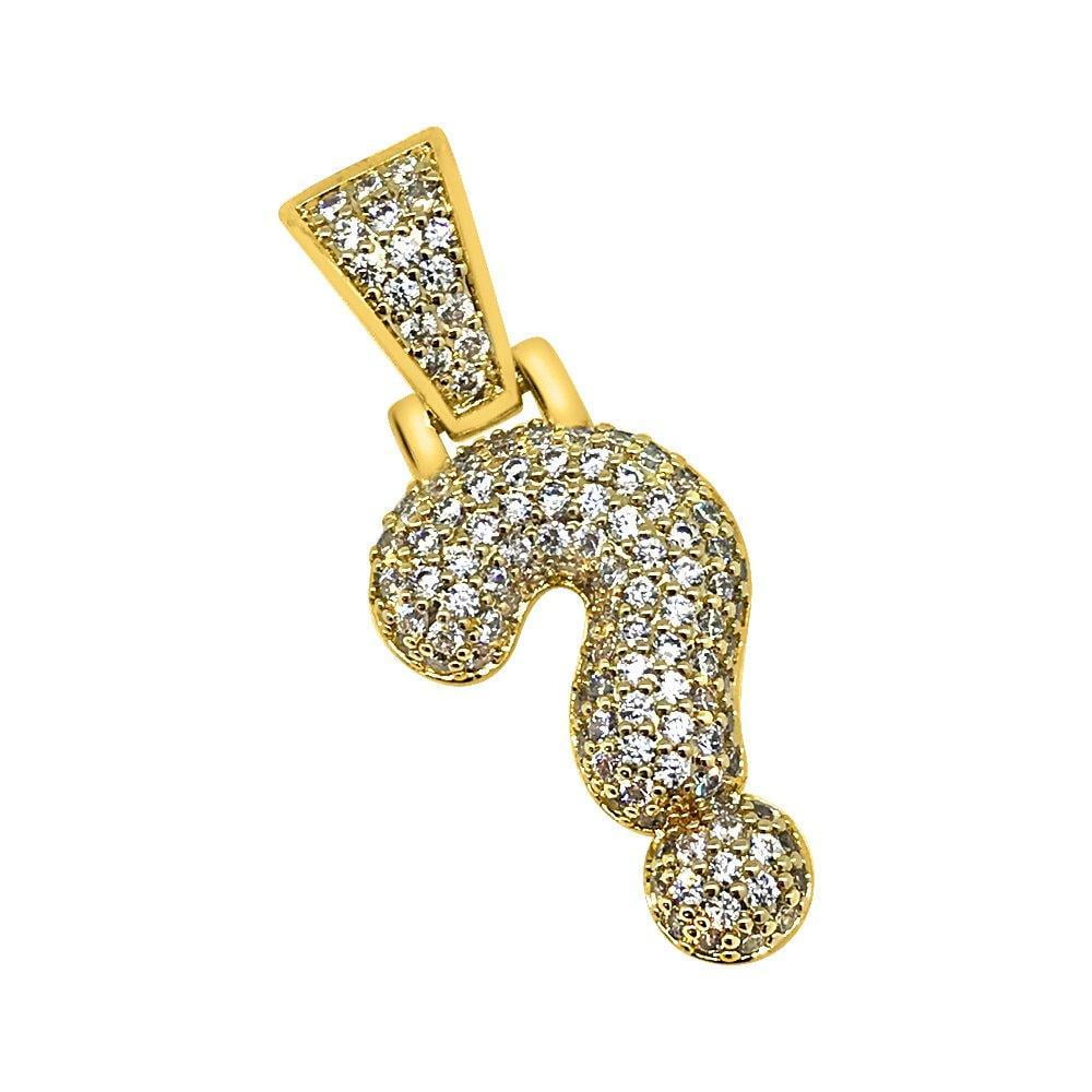 ? Question Mark Symbol Gold CZ Bling Bling Pendant - Walmart.com
