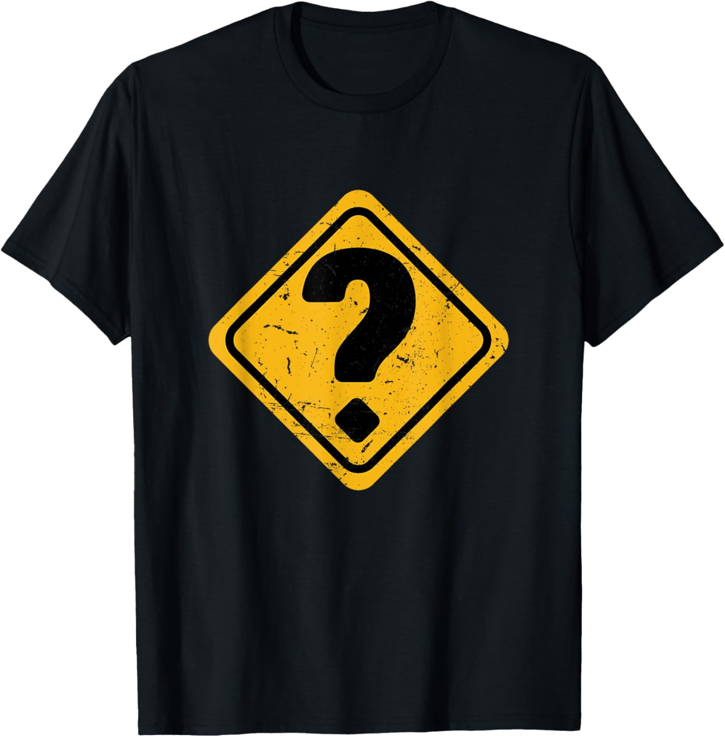 Question Mark Warning Sign Punctuation Funny T-Shirt - Walmart.com