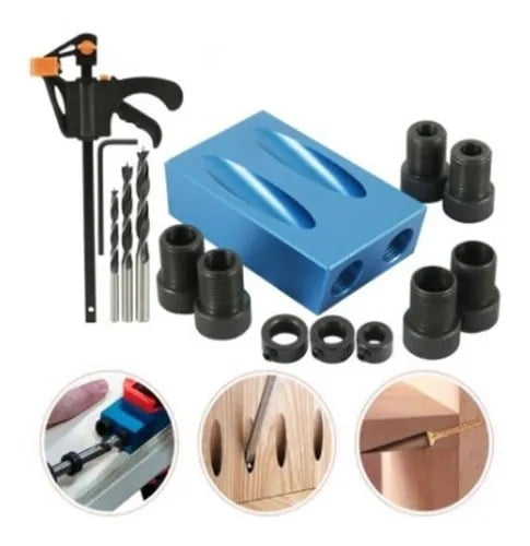 Queta Pocket Hole Jig Kit,14Pcs/Set 15 Degree Angle Oblique Hole ...