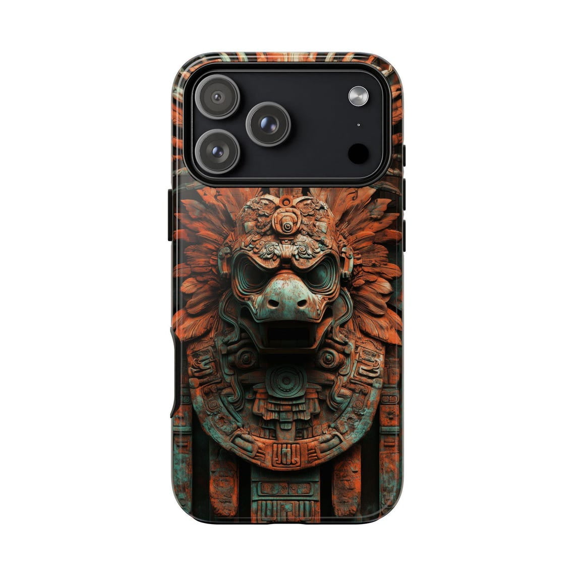 Quetzalcoatl Serpent Aztec Stone Carving Art for iPhone 17 16 15 14 13 ...