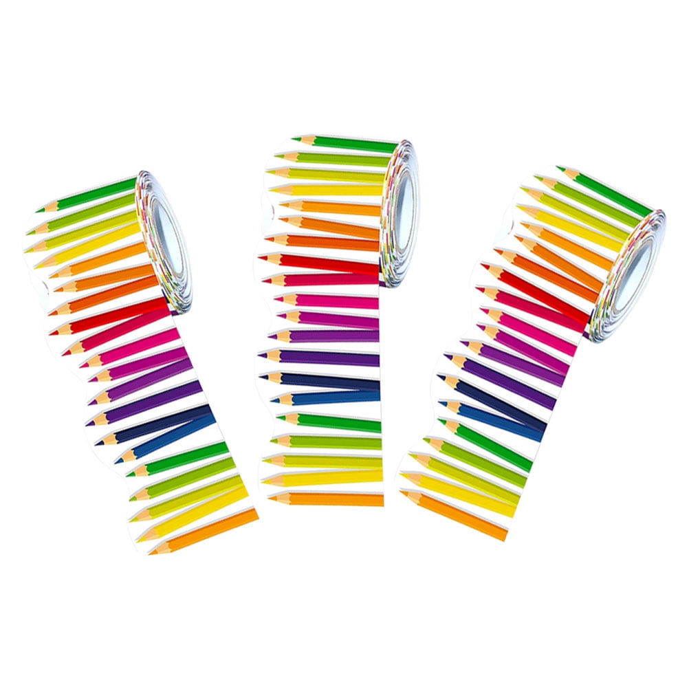 Qugx 3 Rolls Pencil Bulletin Board Borders Classroom Door Decorations ...