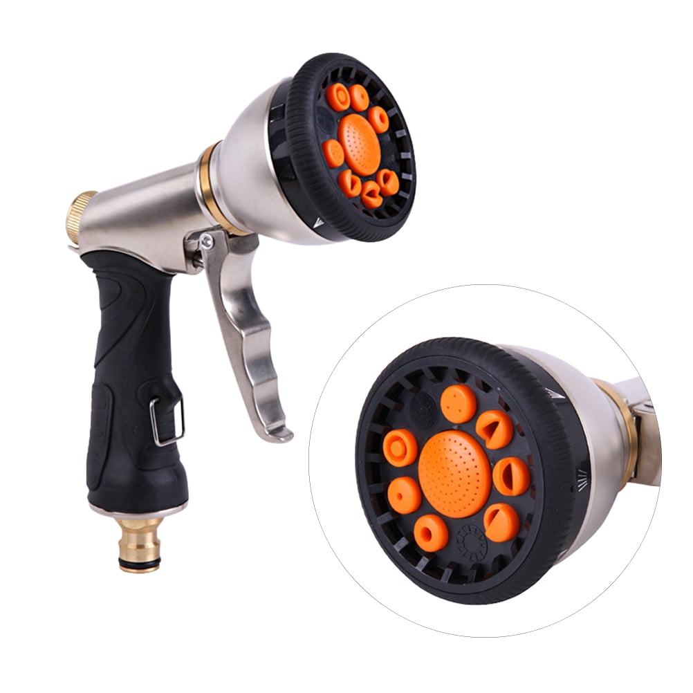 Qugx Electroplating Garden Hose Nozzle Anti-Leak Heavy Duty 9 Patterns ...