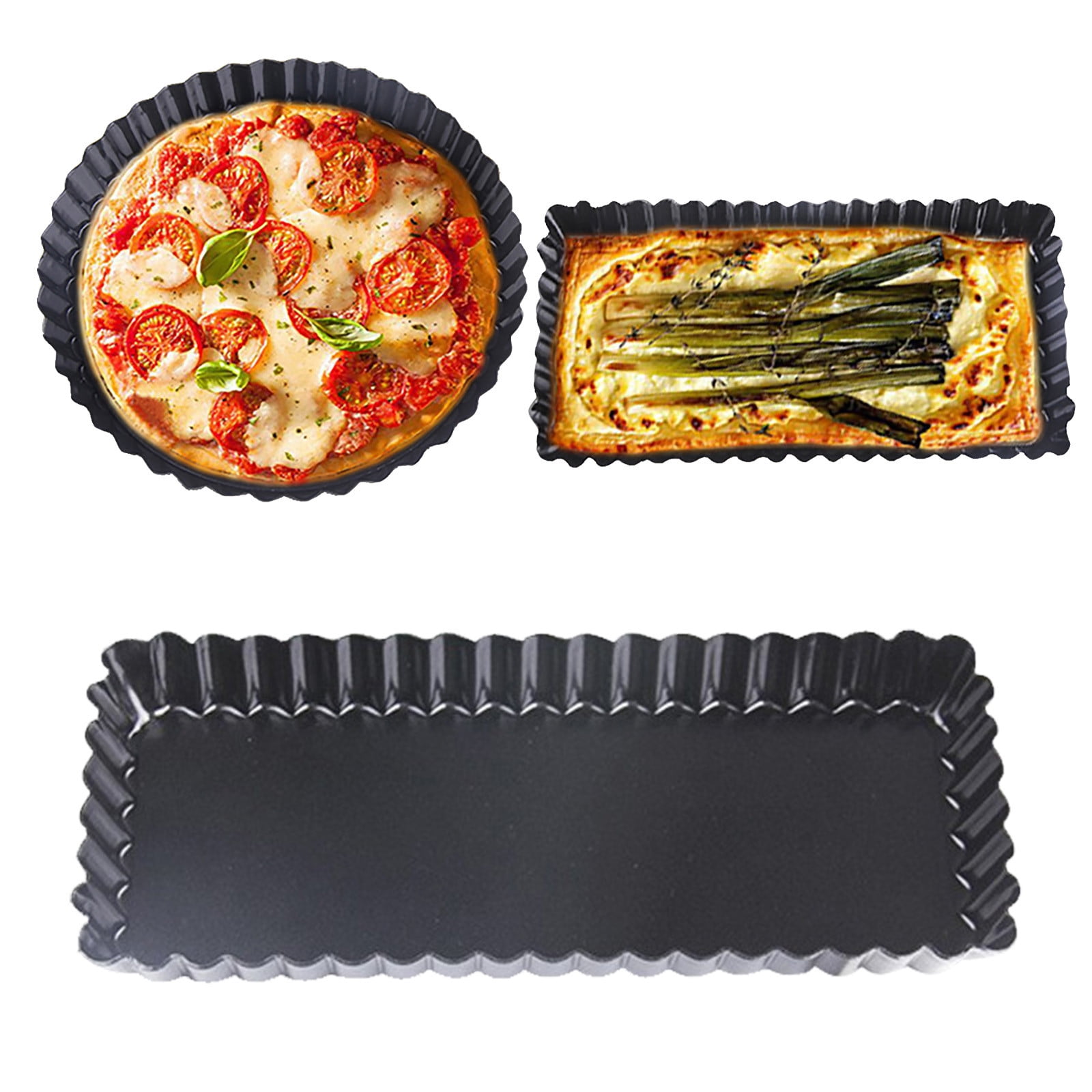 Quiche Pan with Removable Bottom, Non-stick, Fluted Sides, Mini Pie ...