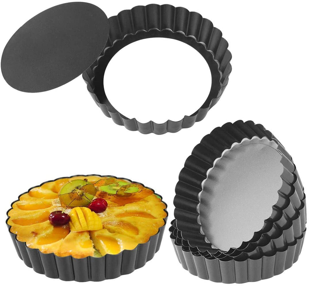 Quiche Pans, Homono Commercial Grade Non Stick Removable Bottom 5 Inch ...