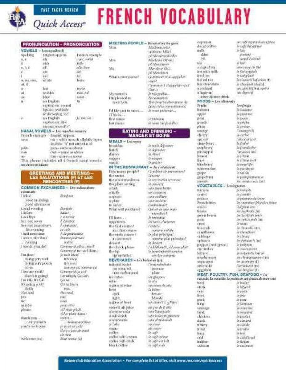 Quick Access: French Vocabulary (Other) - Walmart.com