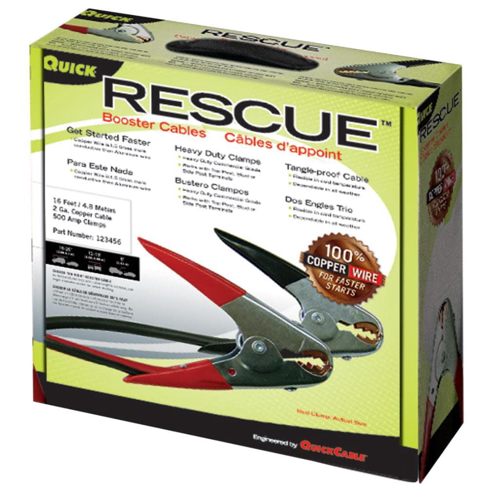Quick Cable 16 Ft. 4 Gauge 500 Amp Rescue Coated Parrot Clamp Medium ...