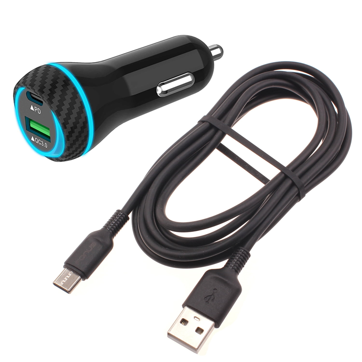 Quick Car Charger for Nokia C200/C100 Phone - 43W 2-Port USB Cable Type ...