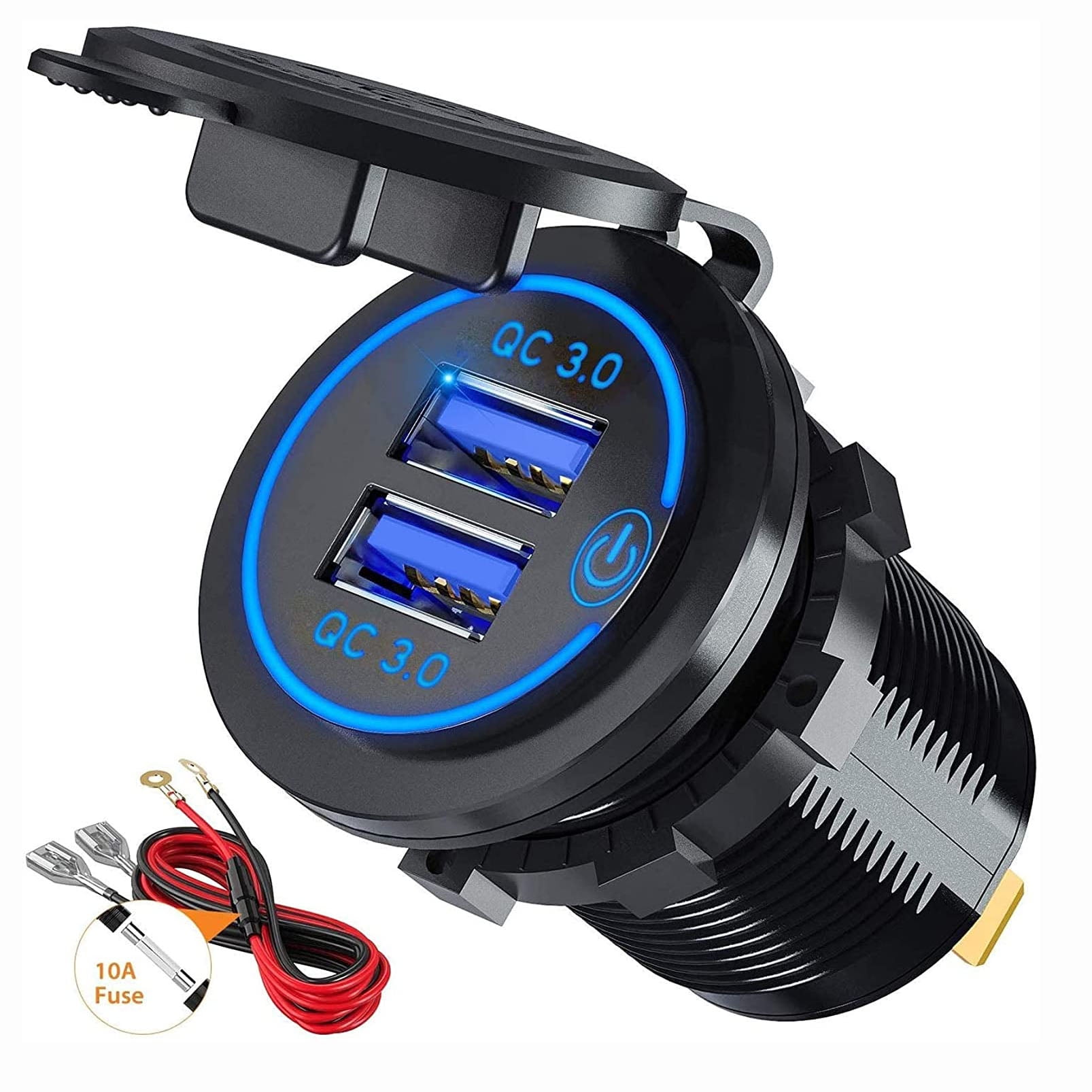 Quick Charge 3.0 Dual USB Charger Socket, Waterproof 12V/24V USB Outlet ...