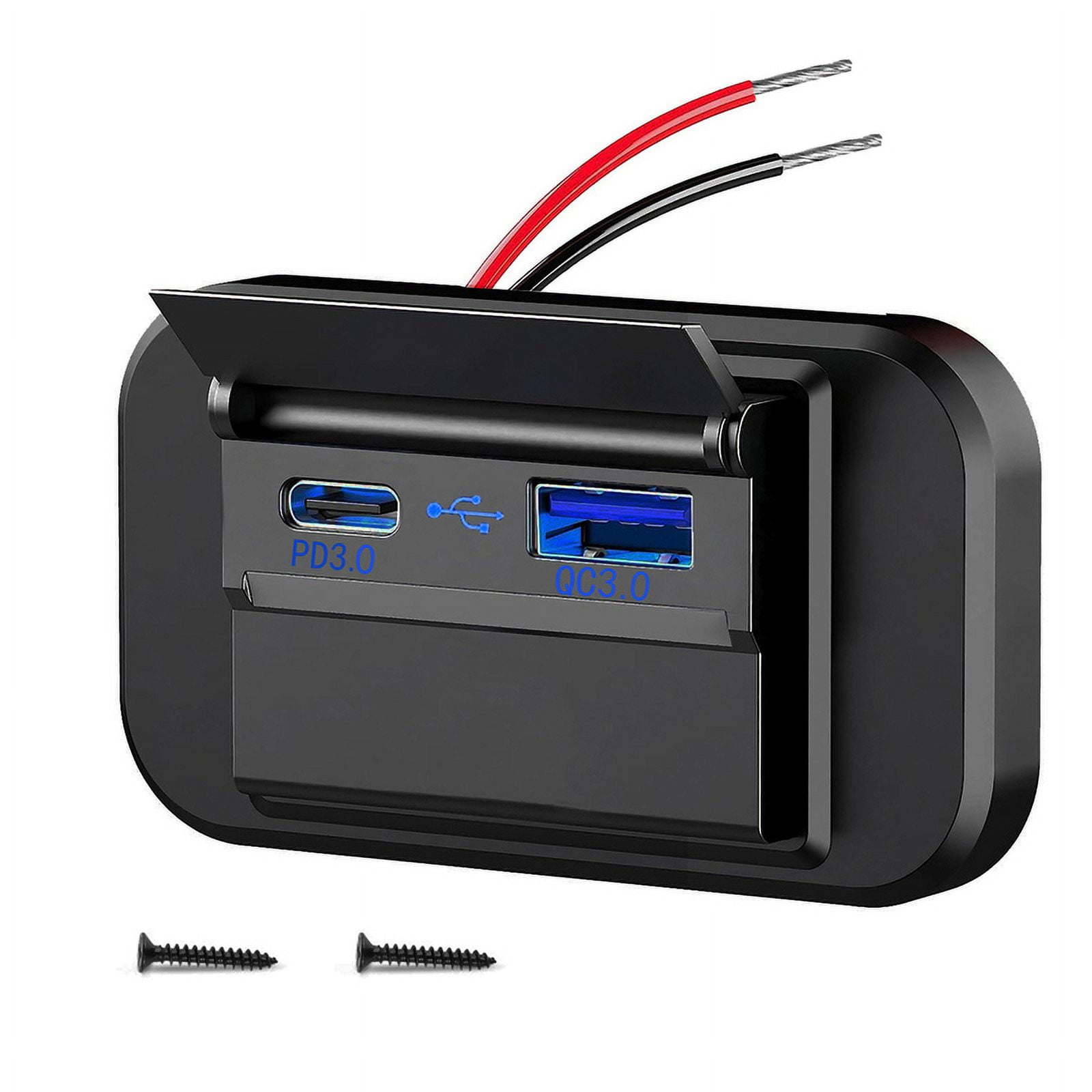 Quick Charge PD Type C Dual USB Ports Car Bus Charger Socket Adapter ...