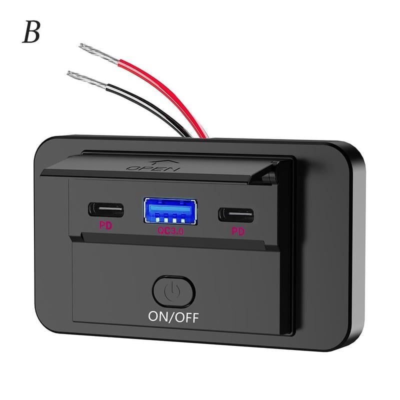 Quick Charge PD Type C USB Ports Car Bus Charger Socket Adapter 12V/24V ...