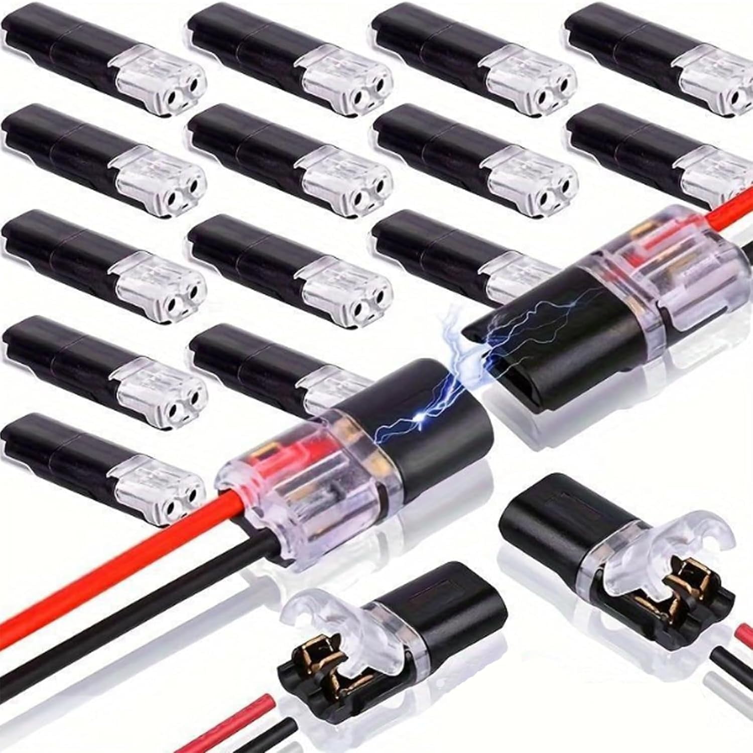 Quick-Clip Fasteners, Double Wire Plug in Connector, 2-Pin Solderless ...