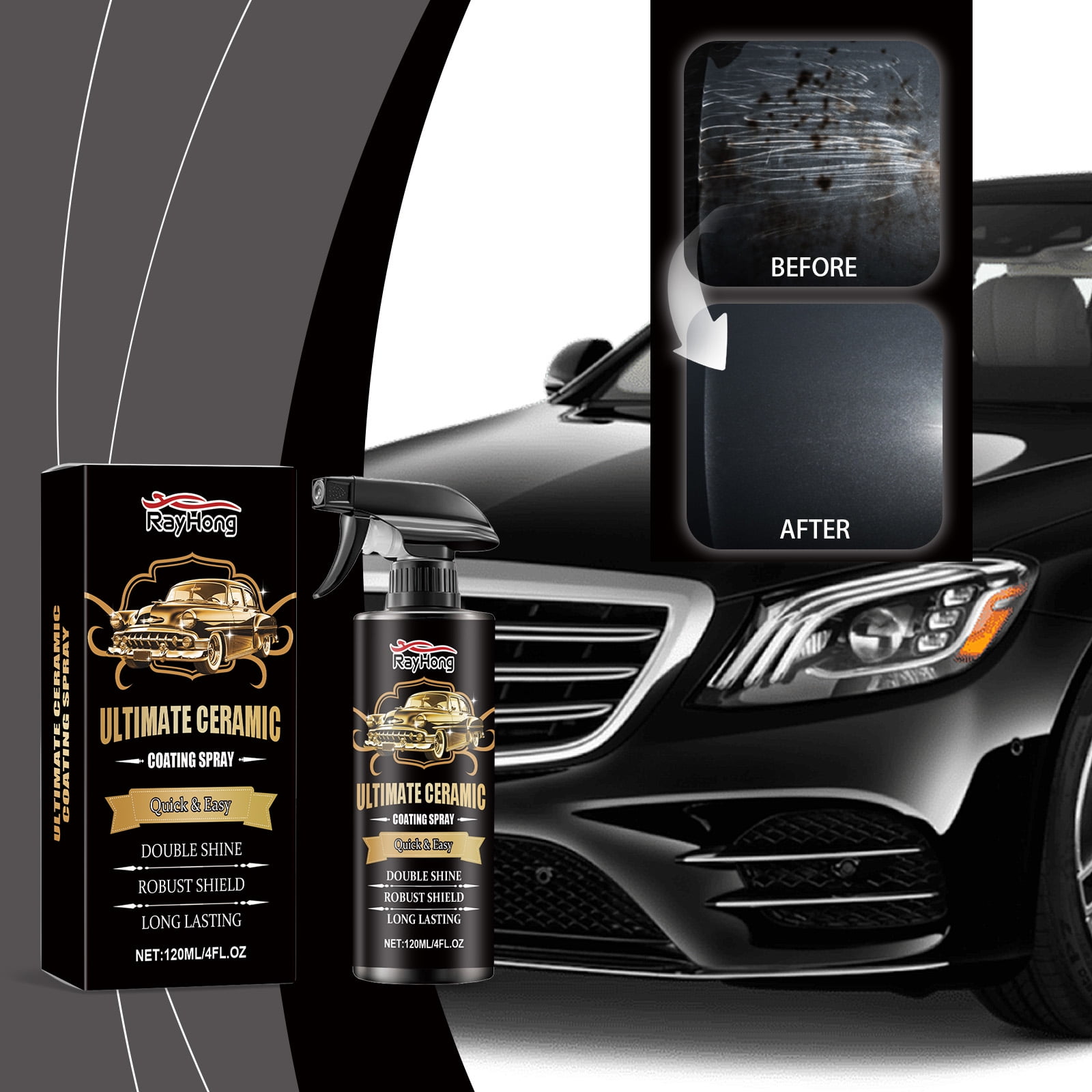 Quick Coat Car Spray - Restores Shine, Waterproof Wax Coating with Easy ...