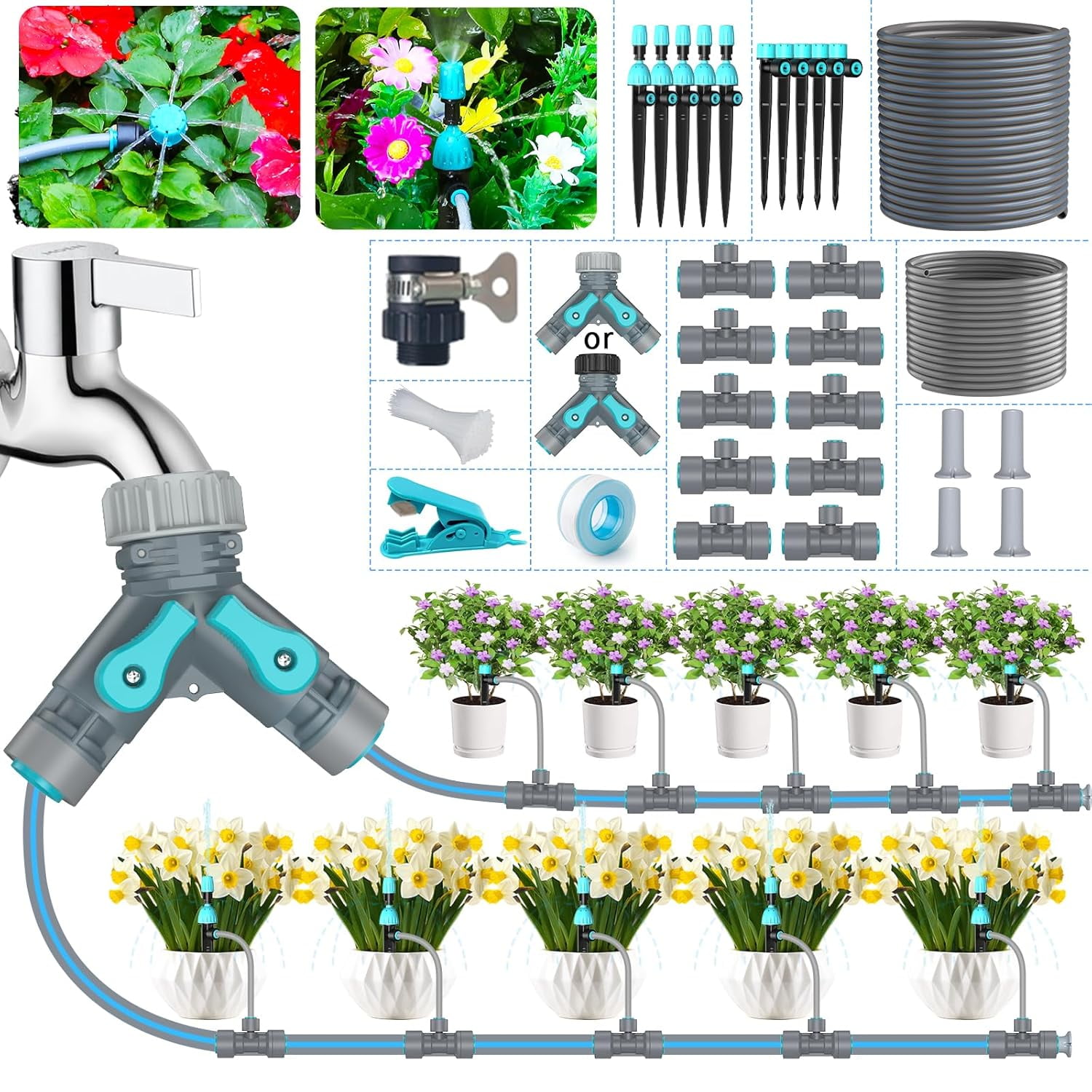 Quick Connect Irrigation System Kit DIY Water Saving Drip Irrigation ...