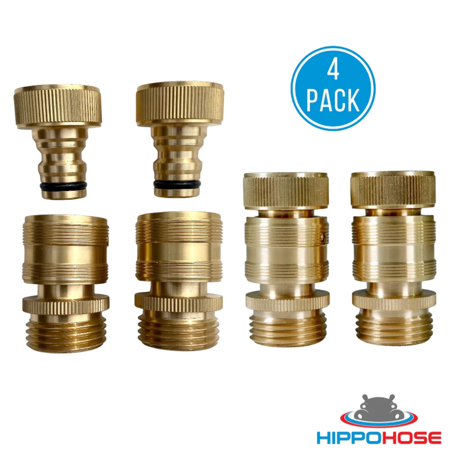 Quick Connector Garden Hose Fittings (4 Pack) - Leak Free - 3/4" Snap ...