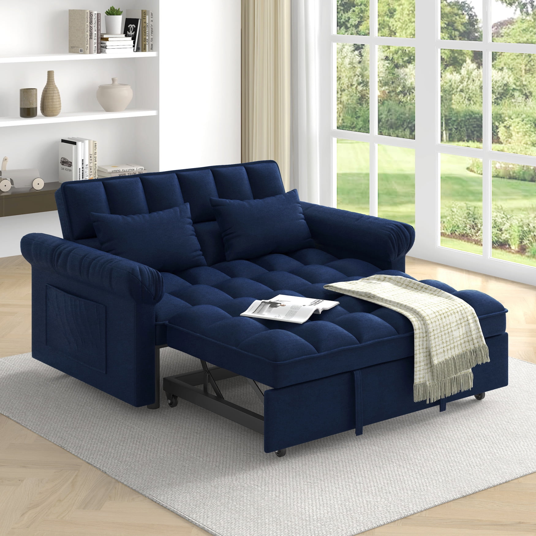 Quick Convertible Loveseat Sofa Bed with Adjustable Backrest - Space ...