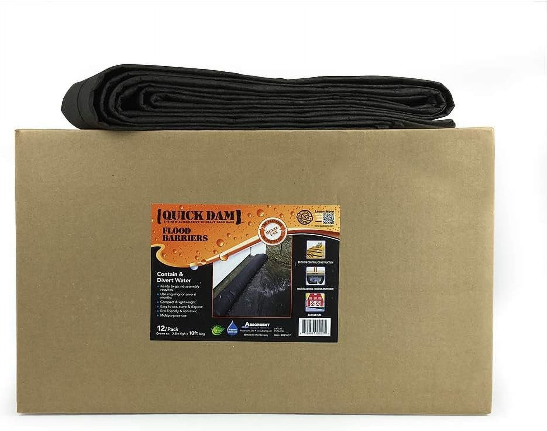 Quick Dam QD610-12 Water-Activated Flood Barrier-10 Feet-12/Pack, 12 ...