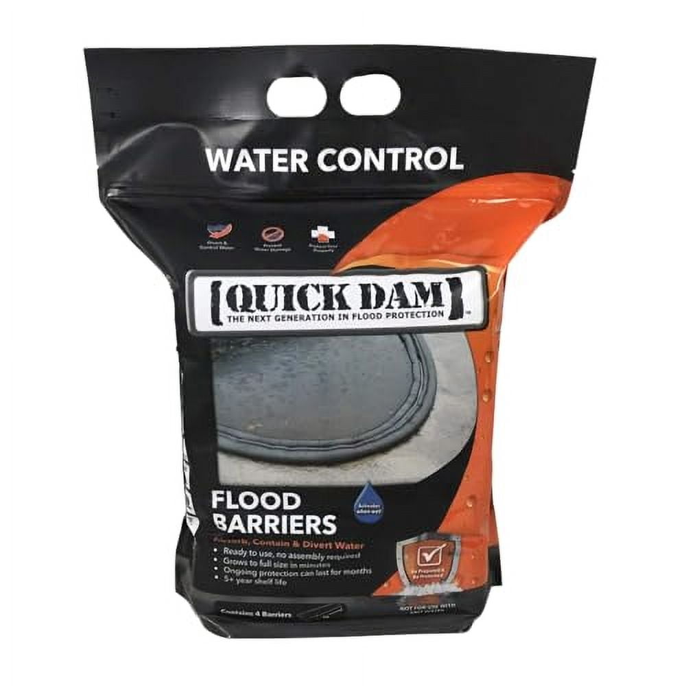 Quick Dam QD65-4 Water Activated 5ft Flood Barrier, 4 Pack, Black ...
